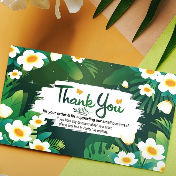 Office | Green Floral Thank You Insert Cards Pack Of 5 | Poshmark